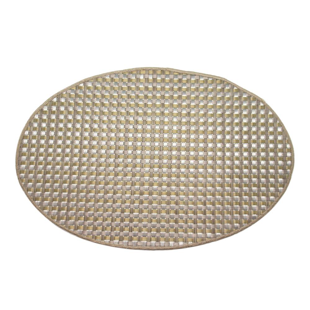 PP Gold Silver Woven Oval Table Placemat With Edging, 45cmx29cm