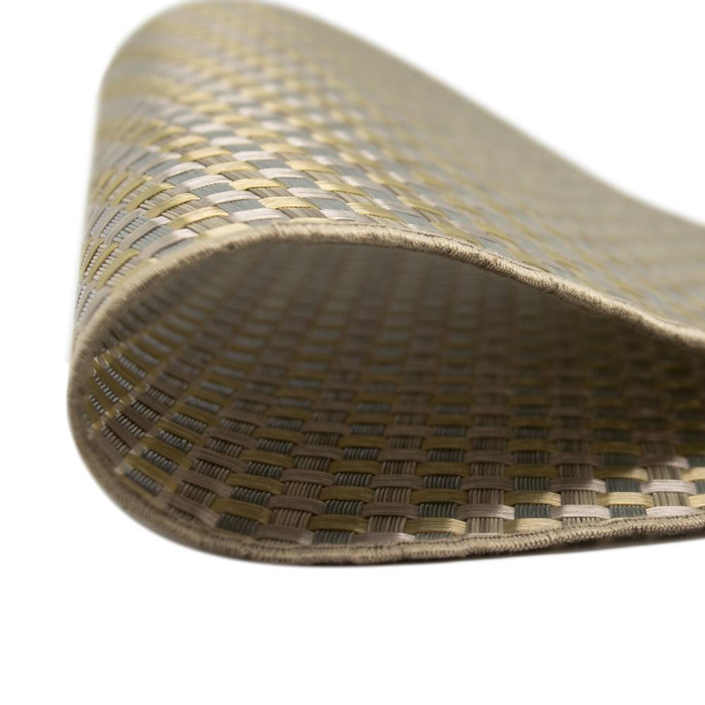 PP Gold Silver Woven Oval Table Placemat With Edging, 45cmx29cm